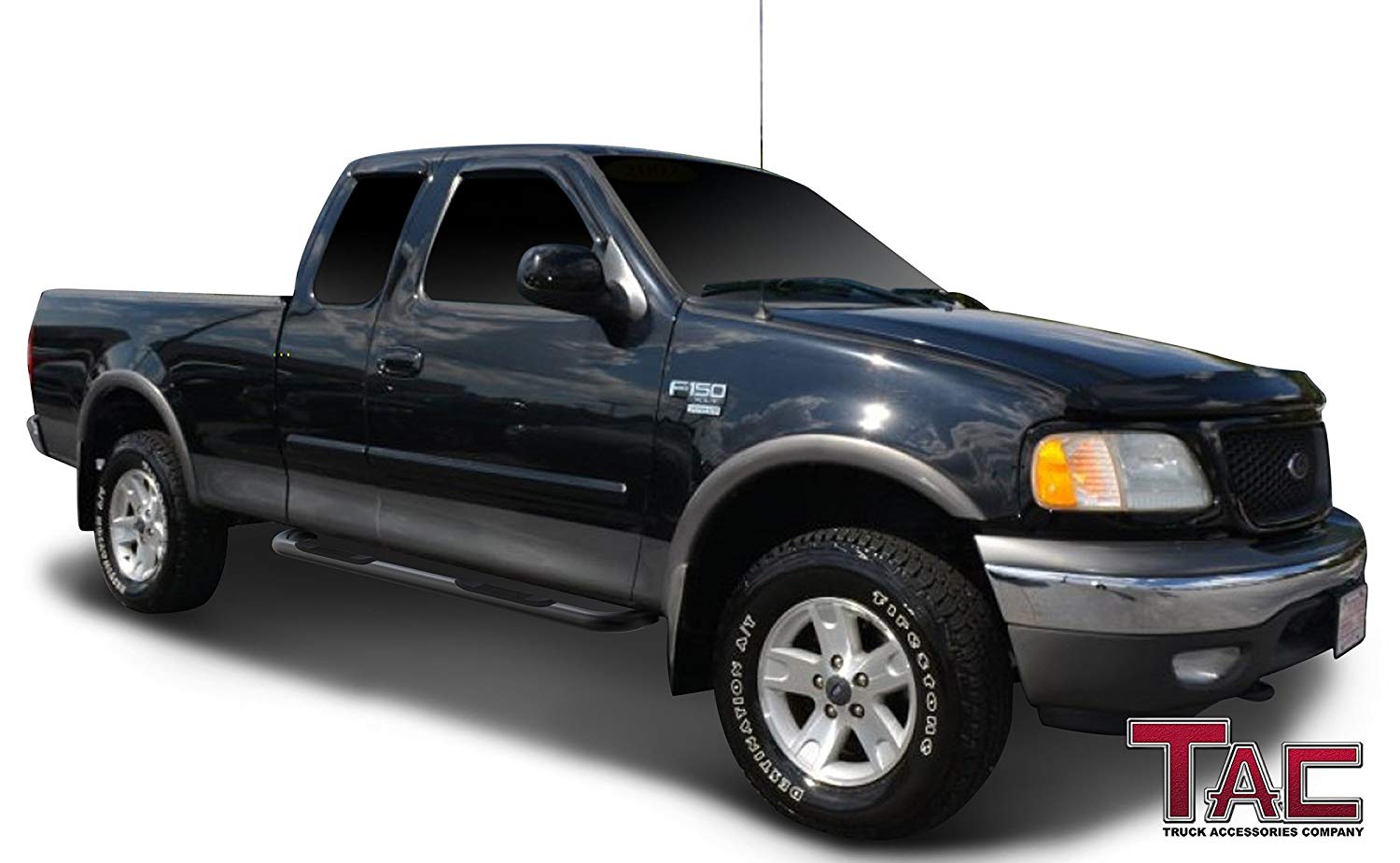 TAC 3" Gloss Black Side Steps Compatible with 1997-1998 F150/F250LD Su ...